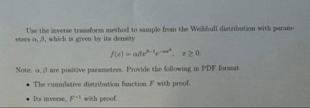 Solved Use the inverse transform method to sample from the | Chegg.com
