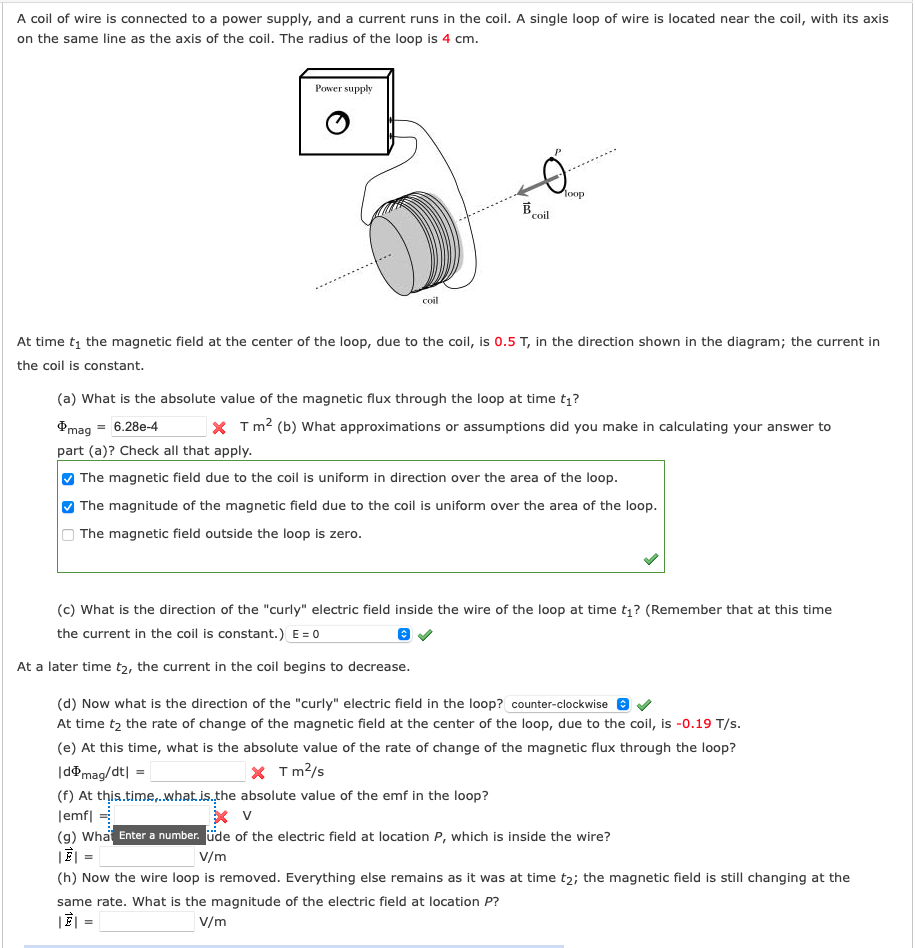 Solved A coil of wire is connected to a power supply, and a | Chegg.com