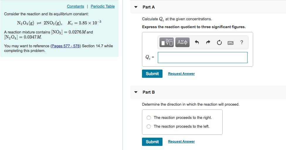 Solved Constants Periodic Table PartA Consider the reaction | Chegg.com