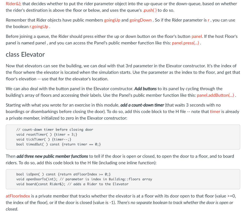 Write the first version of the elevator simulation, | Chegg.com