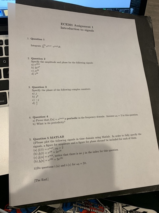 Solved ECE301 Assignment 1 Introduction to signals 1. | Chegg.com