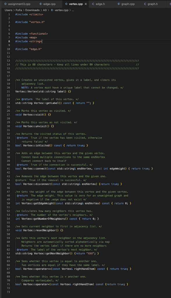 c++ please can you please Implement a Graph class on | Chegg.com