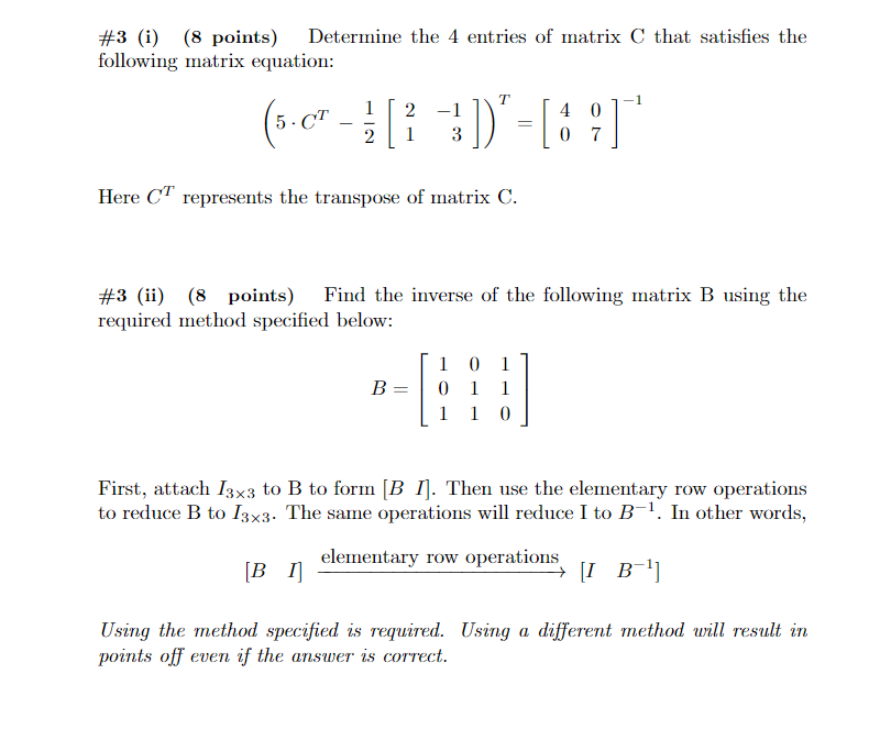 Solved #3 (i) (8 points) Determine the 4 entries of matrix C | Chegg.com