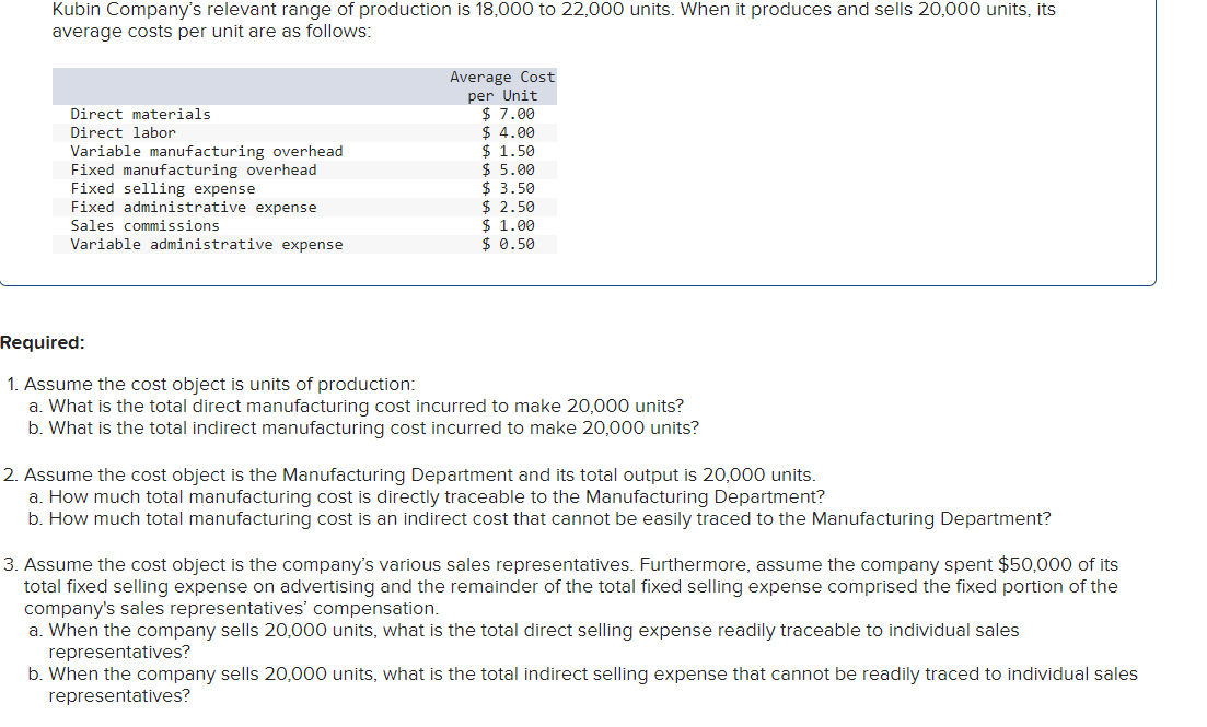 Solved Required:Assume the cost object is units of | Chegg.com