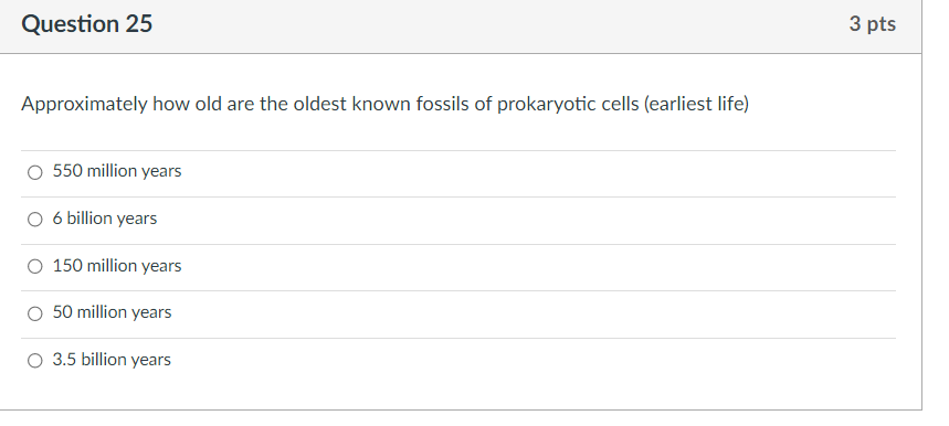 Solved Approximately how old are the oldest known fossils of | Chegg.com
