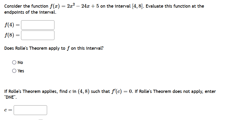 Solved Consider the function f(x)=2x2-24x+5 ﻿on the interval | Chegg.com