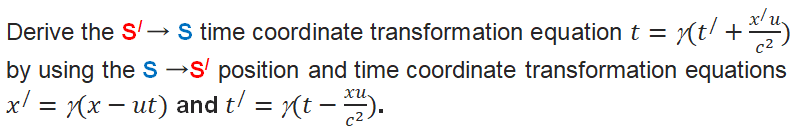 Solved Derive the S′→S time coordinate transformation | Chegg.com