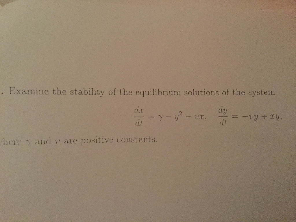 Solved Examine the stability of the equilibrium solutions of | Chegg.com