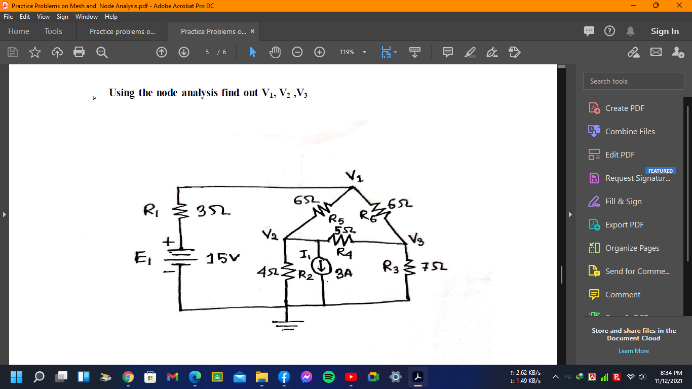 Solved A Practice Problems on Mesh and Node Analysis.pdf - | Chegg.com