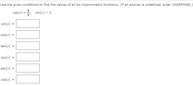 Solved Use the given conditions to find the values of all | Chegg.com