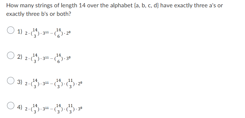 Solved How many strings of length 14 over the alphabet | Chegg.com