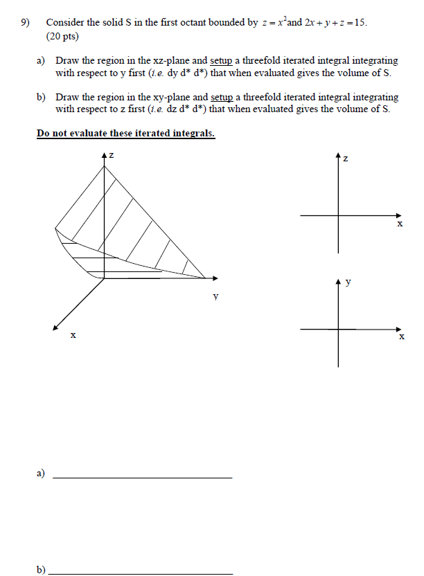 Solved 9) Consider the solid S in the first octant bounded | Chegg.com