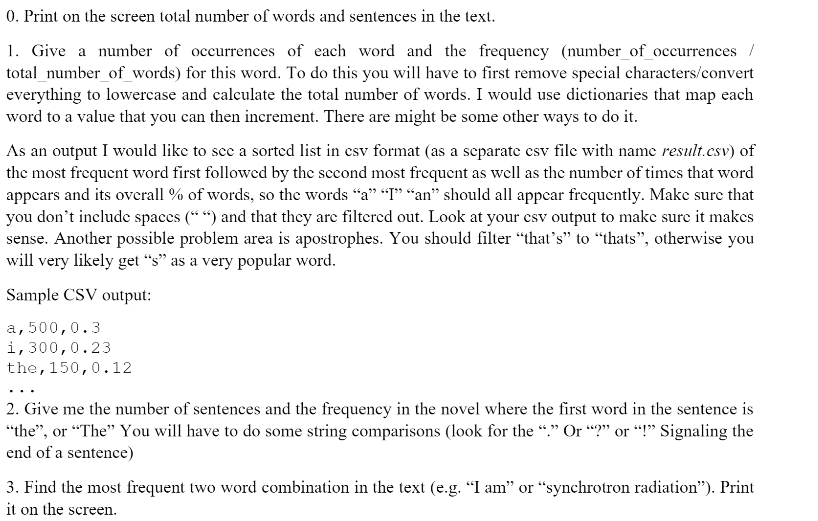 0. Print on the screen total number of words and | Chegg.com
