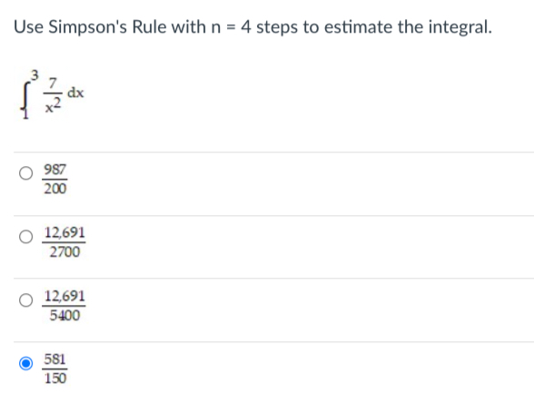 Solved Use Simpson's Rule with n=4 ﻿steps to estimate the | Chegg.com