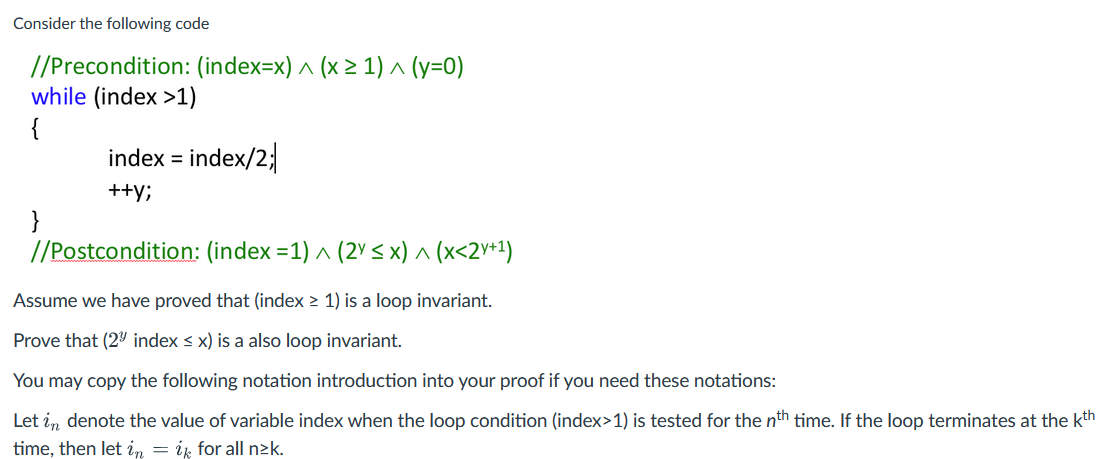 Solved Consider the following code //Precondition: ( index | Chegg.com