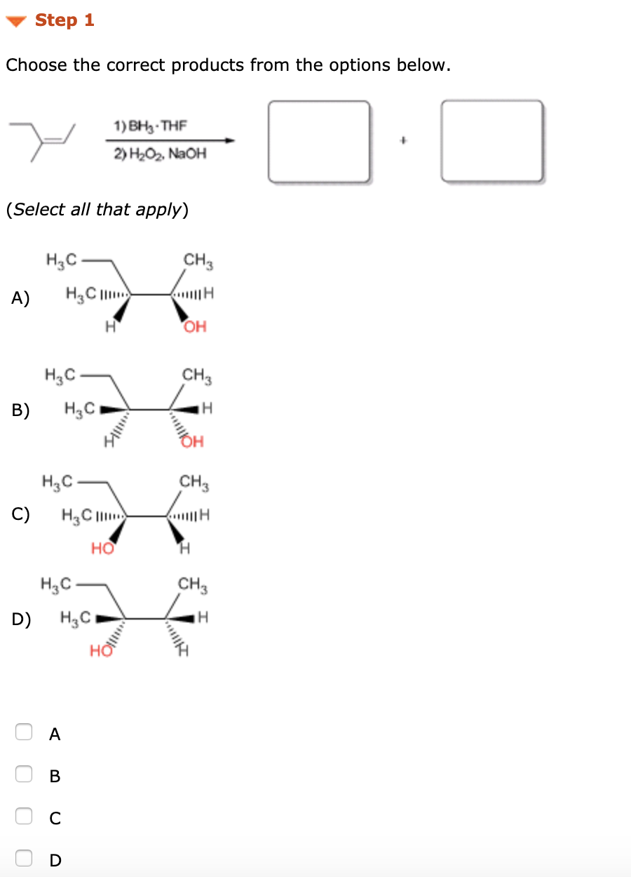 Solved Step 1 Choose the correct products from the options | Chegg.com