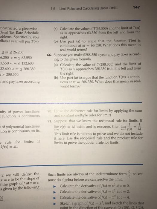147 1.5 Limit Rules and Calculating Basic Limits | Chegg.com