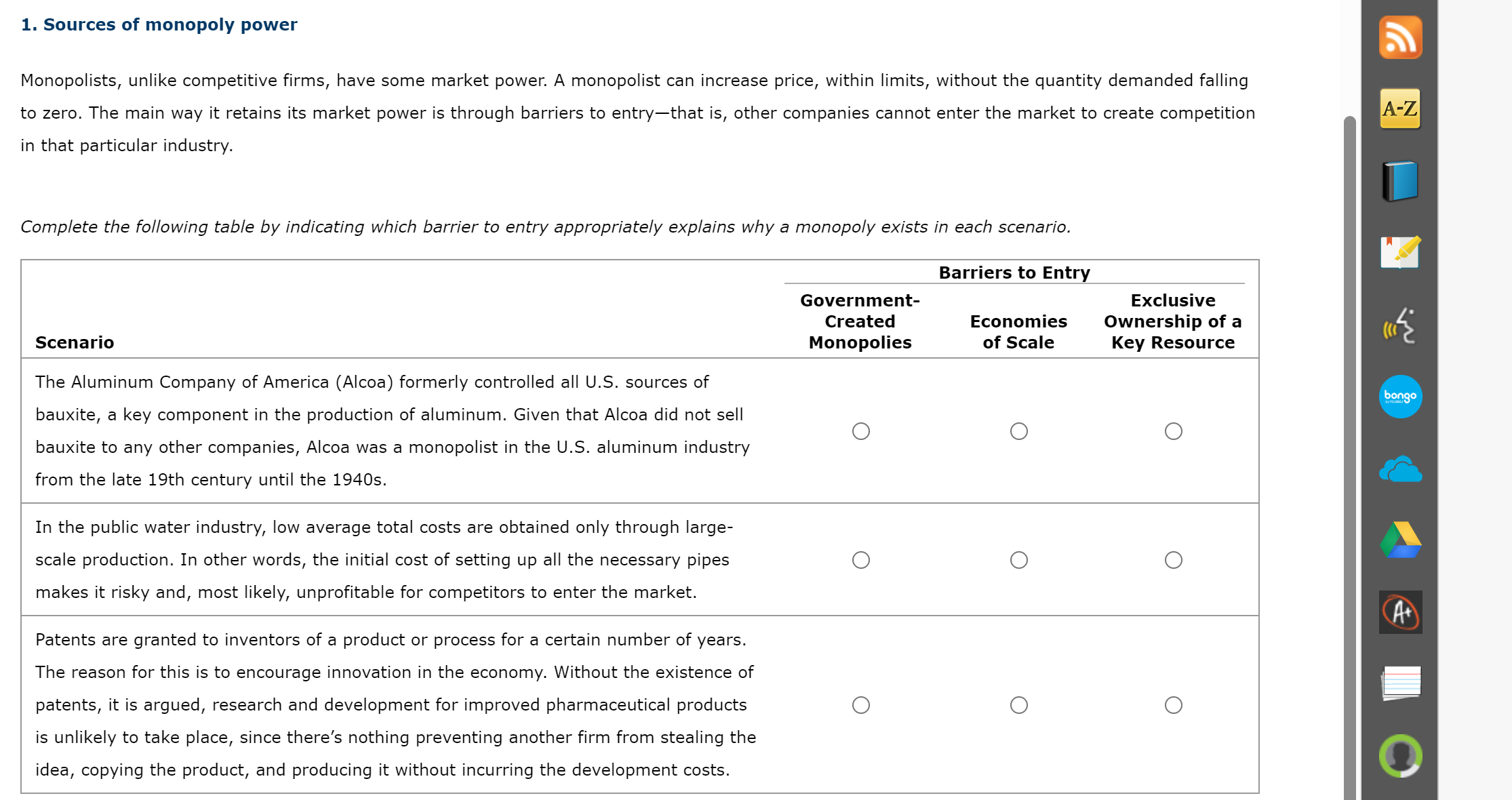 Solved 1. Sources of monopoly power Monopolists, unlike | Chegg.com