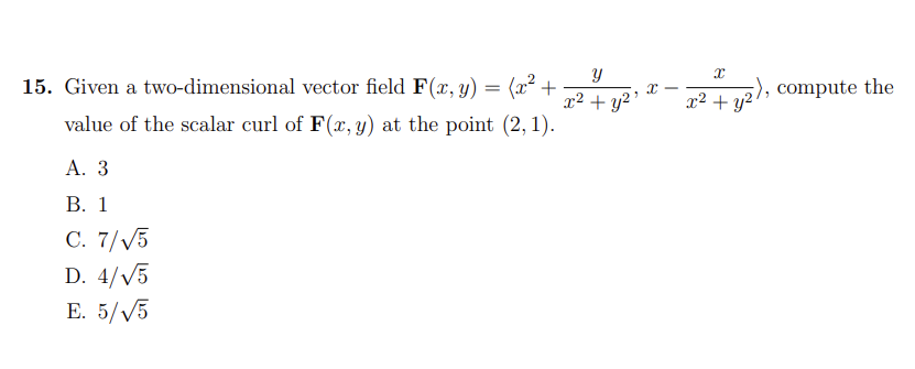 Solved 15. Given a two-dimensional vector field | Chegg.com