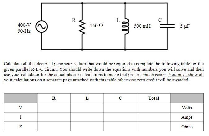 Solved Calculate all the electrical parameter values that | Chegg.com