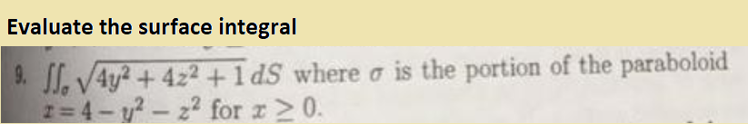 Solved Evaluate the surface integral 9. Io4y2 + 422 +1ds | Chegg.com