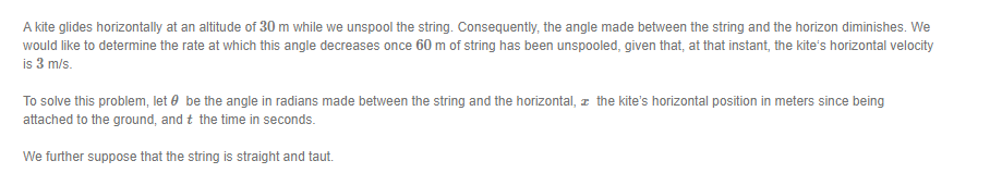 Solved A Kite Glides Horizontally At An Altitude Of 30 M