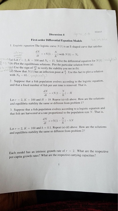 Solved Logistic equation, the logistic curve N(t) is an | Chegg.com