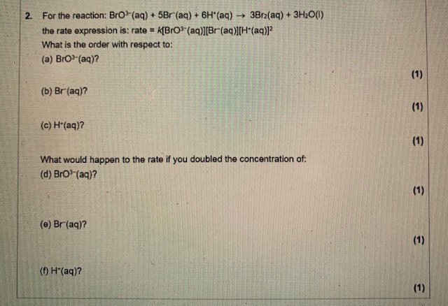 Solved 2. For the reaction: | Chegg.com