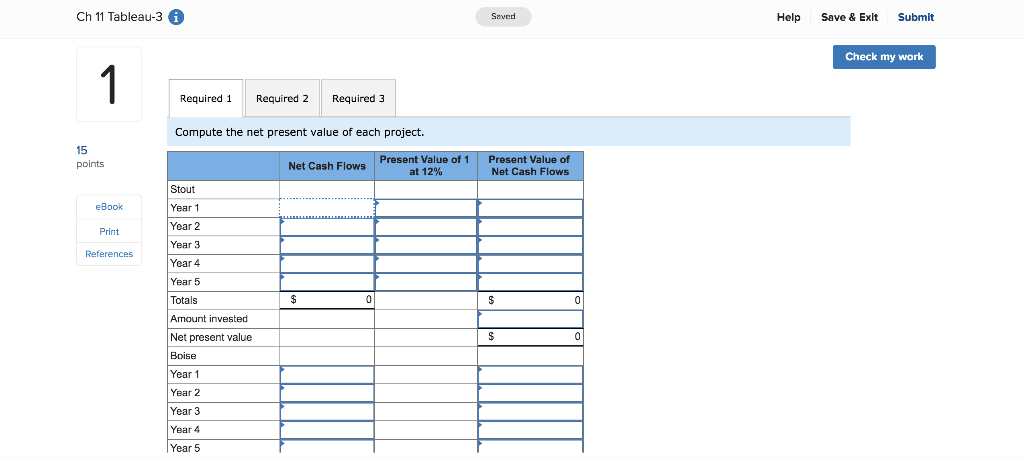 Solved Ch 11 Tableau-3 A Saved Help Save & Exit Submit Check | Chegg.com