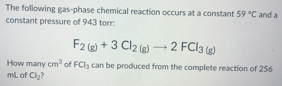 Solved The following gas-phase chemical reaction occurs at a | Chegg.com
