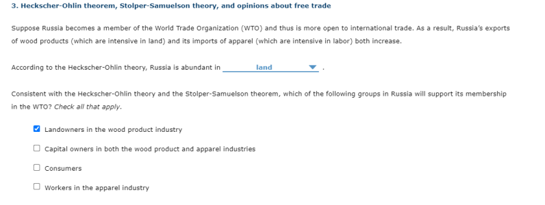 Solved 3. Heckscher-Ohlin theorem, Stolper-Samuelson theory, | Chegg.com