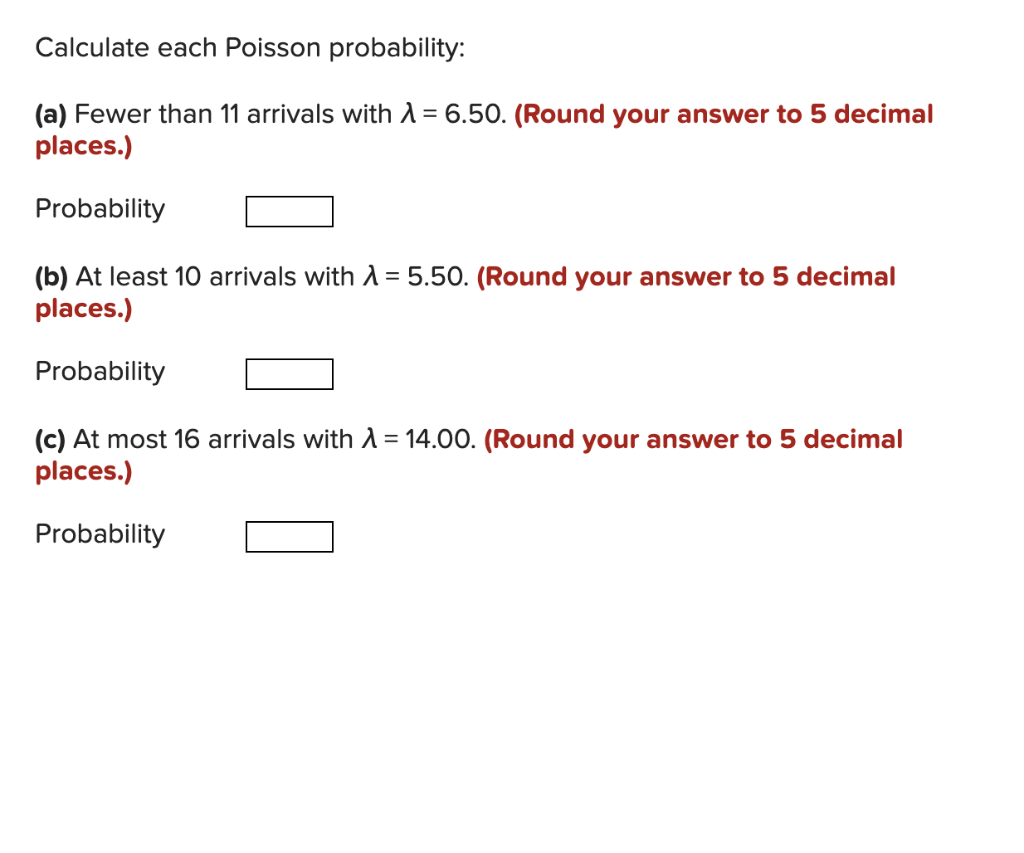 Solved Calculate each Poisson probability: (a) Fewer than 11 | Chegg.com