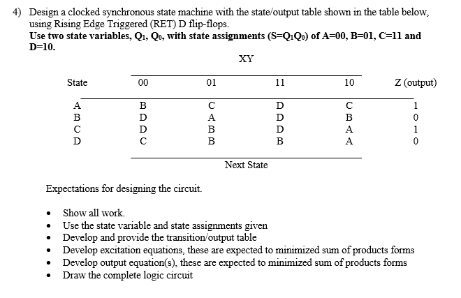 Solved 4) Design a clocked synchronous state machine with | Chegg.com