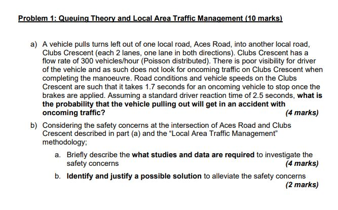 Solved Problem 1: Queuing Theory and Local Area Traffic | Chegg.com