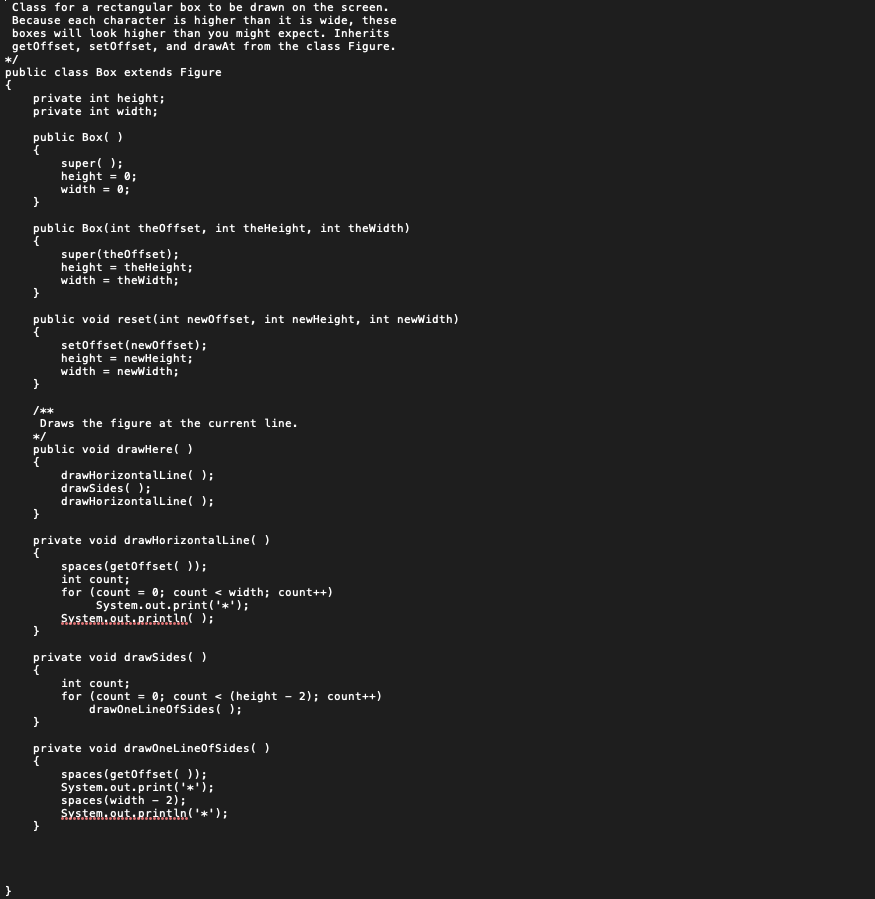Class for simple character graphics figures to be | Chegg.com