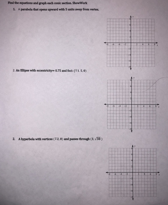 Solved Find the equations and graph each conic section. | Chegg.com