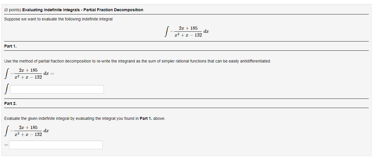 Solved 0 Points Evaluating Indefinite Integrals Partial 4876