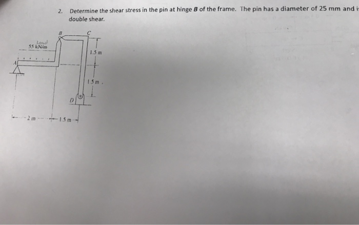 Solved determine the shear stress in the pin at hinge b of | Chegg.com
