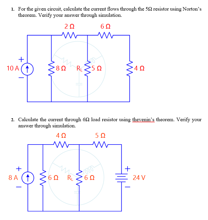 Solved 1. For the given circuit, calculate the current flows | Chegg.com