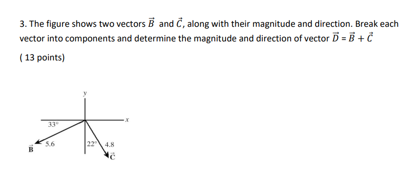Solved 3. The figure shows two vectors B and C, along with | Chegg.com