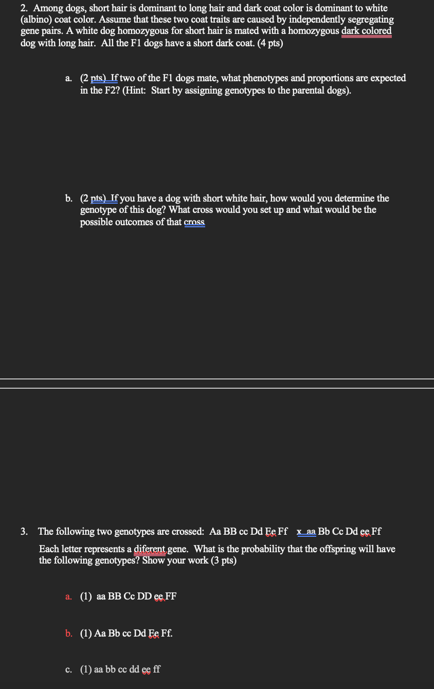 Solved Part 3: Basic genetics, probability, pedigree | Chegg.com