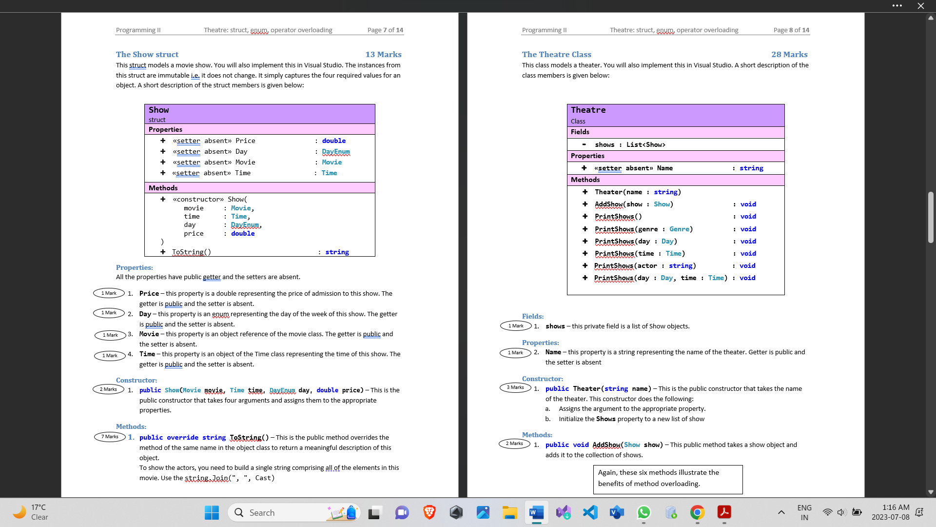 Solved The DavEnum Enum 2 Marks This type represents the | Chegg.com
