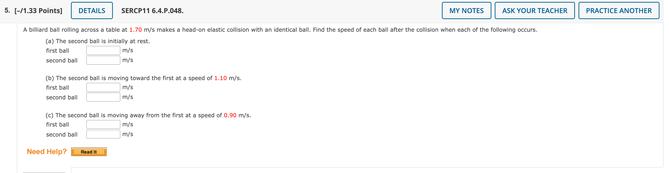 Solved (a) The second ball is initially at rest. first ball | Chegg.com