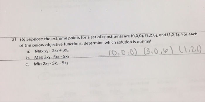 Solved Suppose the extreme points for a set of constraints | Chegg.com