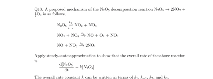 Solved Q13: A proposed mechanism of the \\( \\mathrm{N}_{2} | Chegg.com