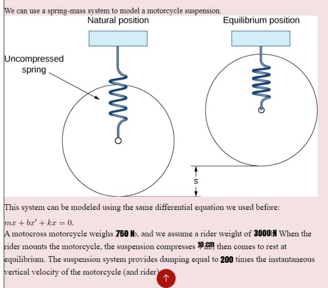 We can use a spring-mass system to model a motorcycle | Chegg.com