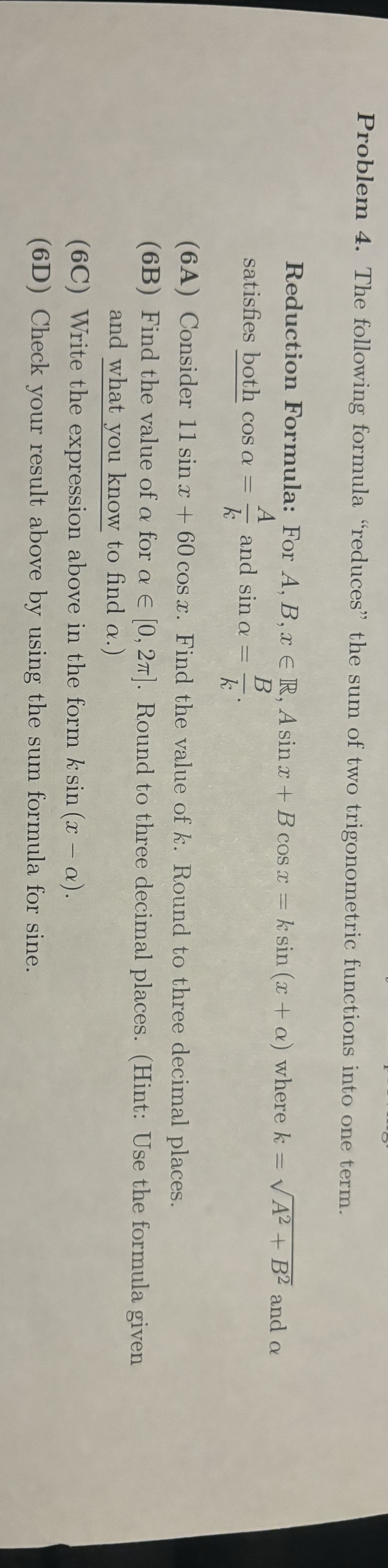 Solved by an EXPERT Problem 4. ﻿The following formula "reduces" the sum | Chegg.com