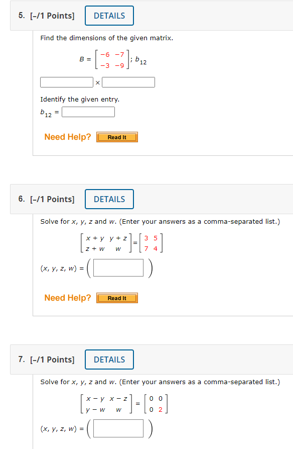 Solved Find the dimensions of the given matrix. | Chegg.com