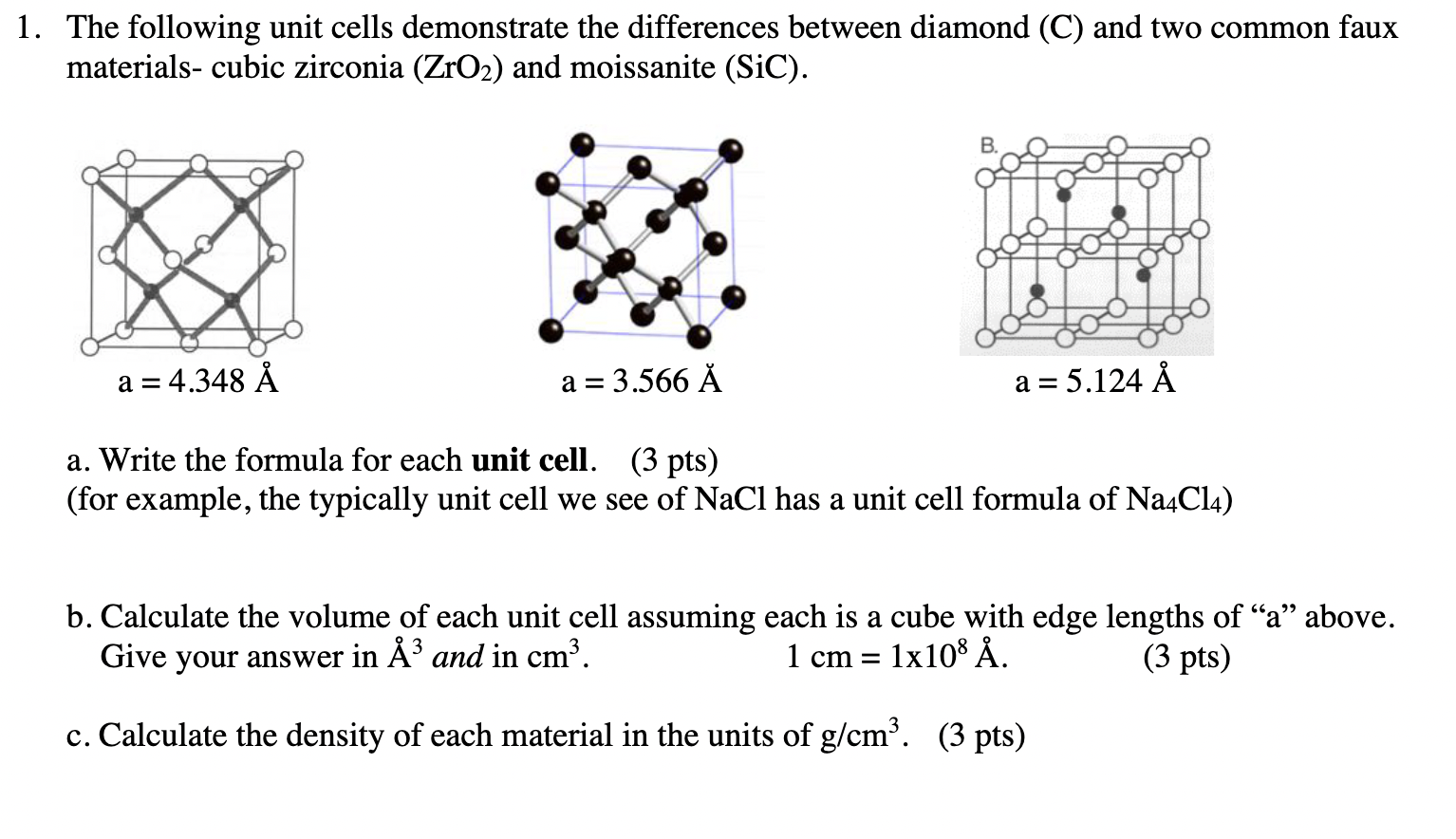 Solved 1. The following unit cells demonstrate the | Chegg.com