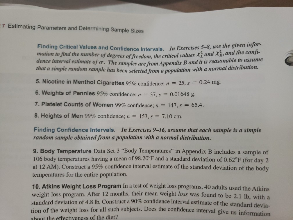 Solved 7 Estimating Parameters and Determining Sample Sizes | Chegg.com